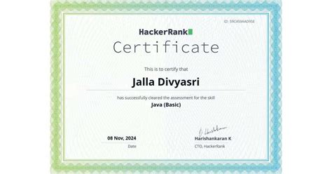 Divyasri Jalla On Linkedin Hackerrank Skill Certificate