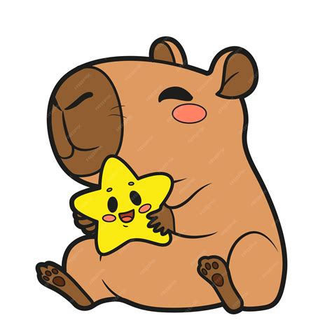 El Lindo Capibara De Dibujos Animados Abraza Una Linda Variación De