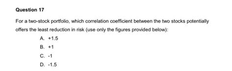 Solved For A Two Stock Portfolio Which Correlation