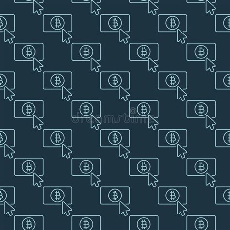 Mouse Click On Bitcoin Button Vector Crypto Currency Seamless Pattern In Thin Line Style Stock