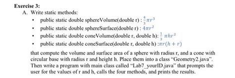 Solved Exercise 3 A Write Static Methods • Public