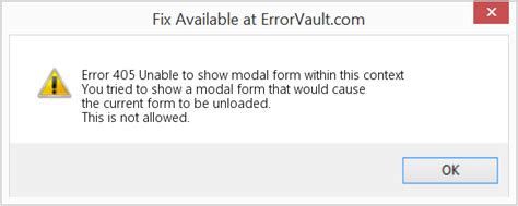 how to fix error 405 unable to show modal form within this context