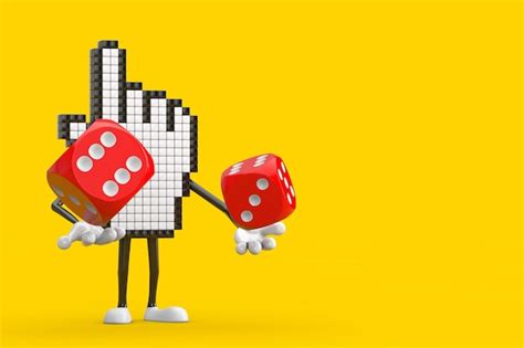 premium photo pixel hand cursor mascot person character with red game