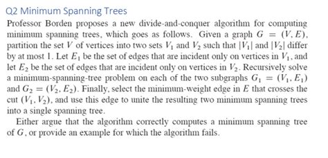 Solved Professor Borden Proposes A New Divide And Conquer