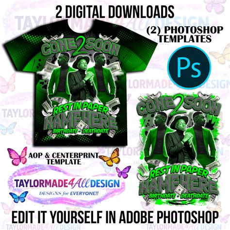 Digital Photoshop 3d Gone 2 Soon Lime Green Rose Rip Memorial Editable