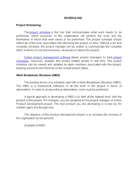 Scheduling The Project Schedule Is The Tool That Communicates What Work Needs To Be Performed