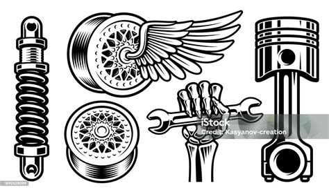 Set Of Auto Parts Illustration Stock Illustration Download Image Now