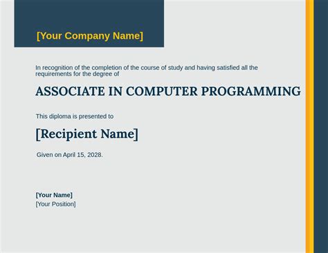 Computer Diploma Certificate Template Edit Online And Download Example