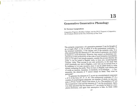 Pdf Generative Generative Phonology