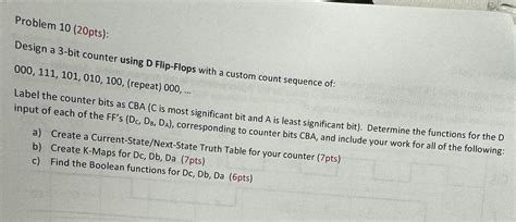 solved problem 10 20pts design a 3 bit counter using d