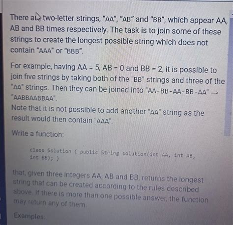 solved there an two letter strings aa ab and bb