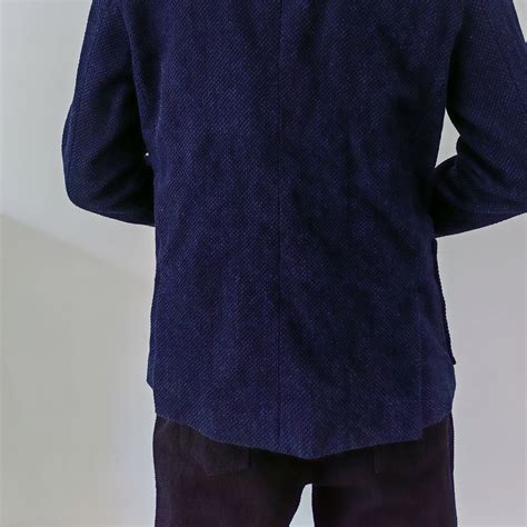 Indigo Blue Sashiko Jacket Sashiko Suit Double Vent Blazer For Men Pla