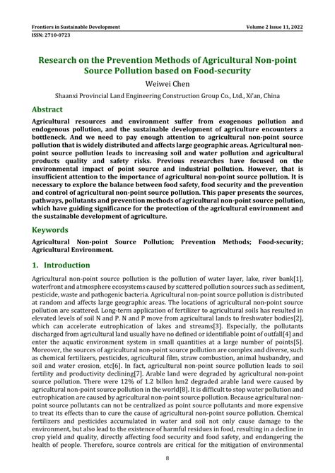 Pdf Research On The Prevention Methods Of Agricultural Non Point