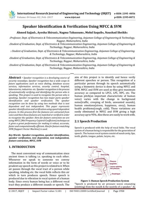 Speaker Identification And Verification Using Mfcc And Svm Pdf