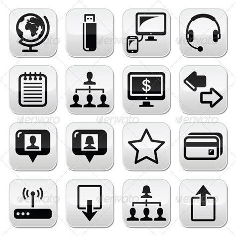 simple black vector buttons set