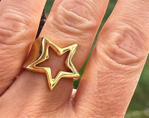 Star Ring Gold Star Ring Statement Star Ring Adjustable Ring Silver