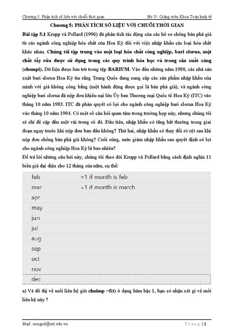 Chapter 5 Time Series Data Chương 5 Phân Tích Số Liệu Với Chuỗi Thời Gian Mr U Giảng Viên