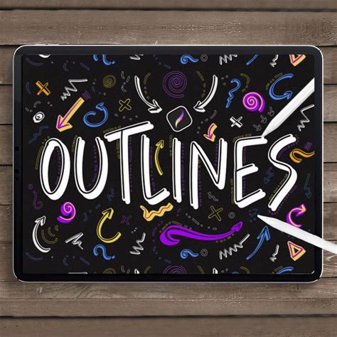 Outline Procreate Brushes Outline Lettering Brushes For Procreate Chisel Tip Outline Brush