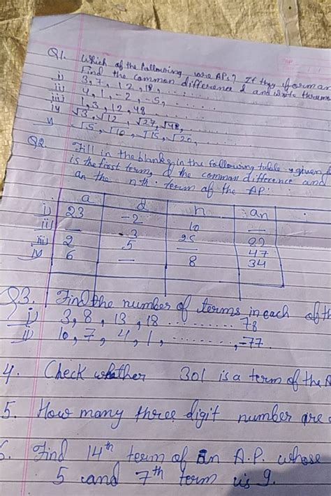 Q Which Of The Following Wee AP If Thy Form An Find The Common Differe