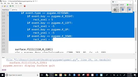 Pygame Video Finishing The Controls For The Arrow Keys YouTube