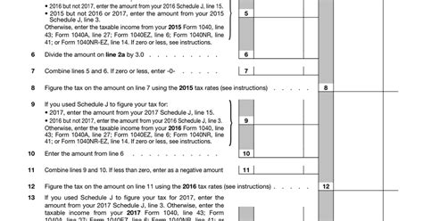 Irs Form 1040 Schedule J 2018 Income Averaging For Farmers And