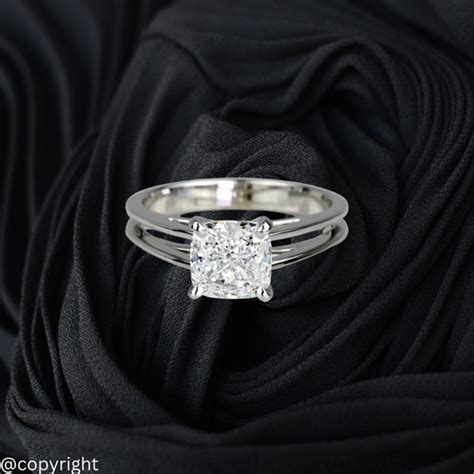 200ct Cushion Cut Lab Grown Diamond Engagement Ring For Women In 14k