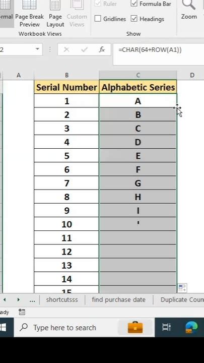 Excel Tricks 😱 Generate Number To Alphabetic Serial In Excel Shorts