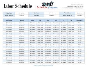 9 Free Labor Schedule Templates In MS Word And MS Excel