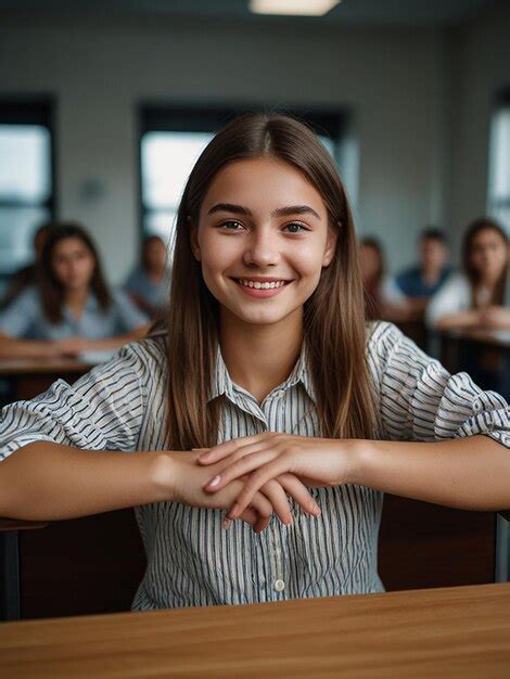 Free Photo Pretty Student Posing In Class Premium Ai Generated Image