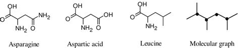 Molecular Graph Of Asparagine Aspartic Acid And Leucine Download Scientific Diagram