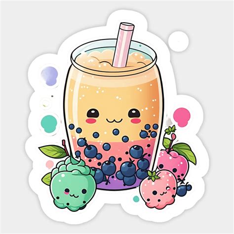 Cute Bubble Tea Cartoon Boba Drawing Bubble Tea Sticker Teepublic