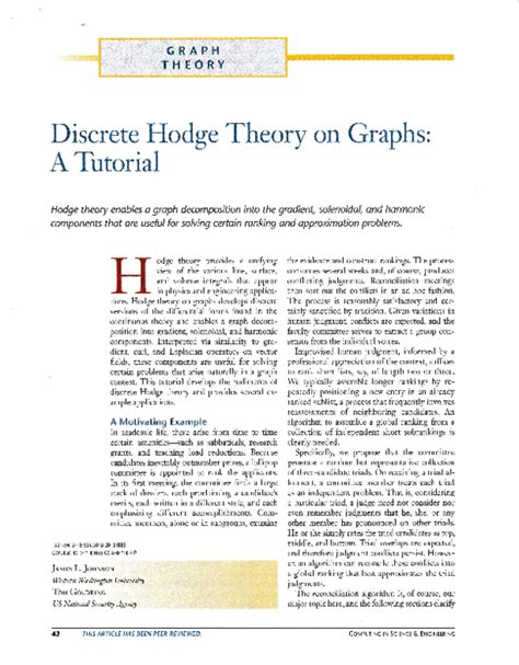 Pdf Discrete Hodge Theory On Graphs A Tutorial
