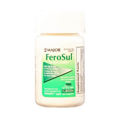 Major Ferosul Tablets 325 Mg Green 100 Count