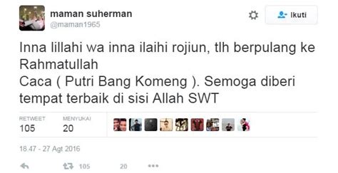 Kabar Duka Innalillahi Caca Putri Bungsu Komeng Meninggal Dunia Espos Id