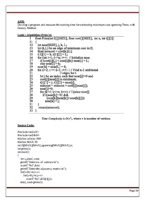 Daa Lab Daa Notes Experiment 4 Aim Develop A Program And Measure The Running Time For