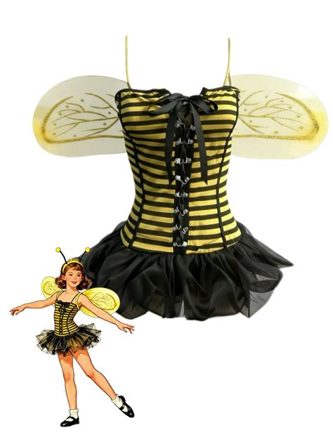 Yellow 1960s Striped Bee Cosplay Costume Set Retro Stage