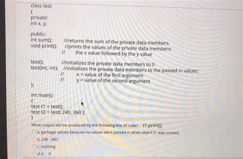 Solved Class Test Private Int Xy Public Int Sumo