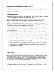 Assignment Data Science Docx Final Assignment About Data Science And Reports Based On The