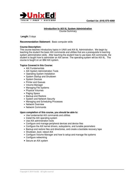 Aix Intro To System Administration Course Outline File System Unix