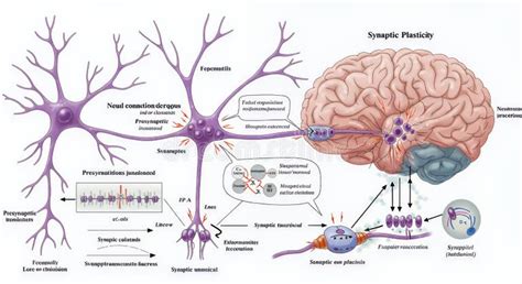 Diagram Of Synaptic Plasticity Showing Brain And Neuronal Communication
