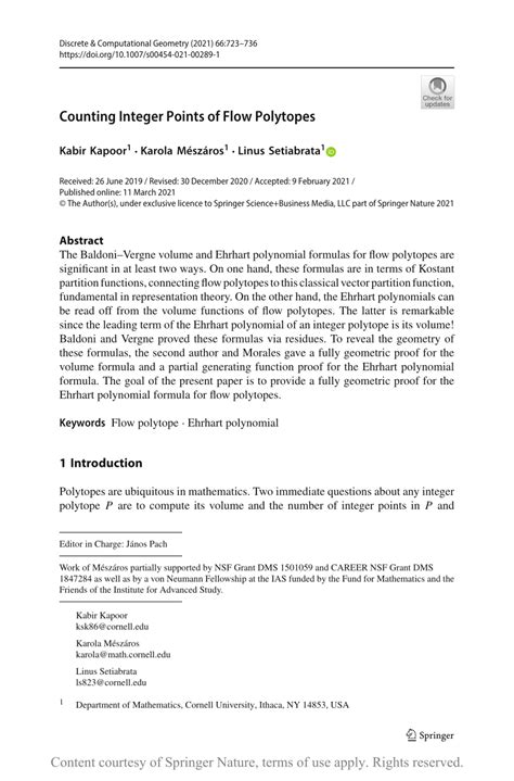 Counting Integer Points Of Flow Polytopes Request Pdf