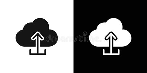 Cloud Upload Icon Flat Vector Set Outline Stock Vector Illustration