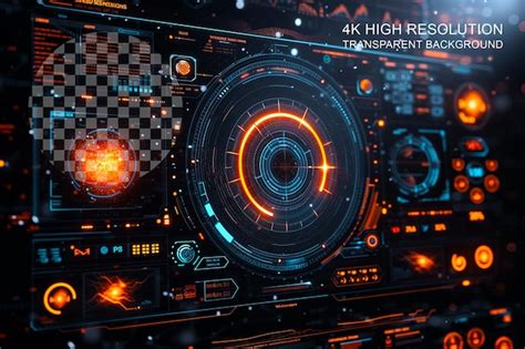 투명한 배경에 미래의 서클 터 hud gui 인터페이스 화면 프리미엄 psd 파일