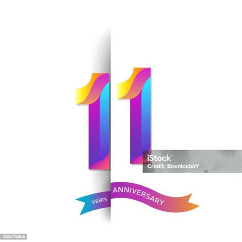 11 년 주년 다채로운 양식 번호입니다 안내 책자 전단지 포스터 웹 및 배너 디자인에 적용 가능 합니다 벡터 일러스트 레이 션 11에 대한 스톡 벡터 아트 및 기타 이미지