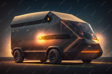 Premium Photo Futuristic Cargo Van Of Future With Light Envelope And Bow