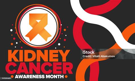 신장암 인식의 달 3 월에 매년 을 축하합니다 제어 및 보호 예방 캠페인 의료 의료 개념 리본이 달린 포스터 배너 및 배경 벡터 일러스트레이션 3월에 대한 스톡 벡터 아트