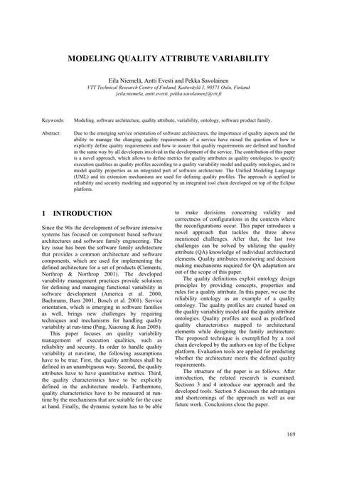 Pdf Modeling Quality Attribute Variability