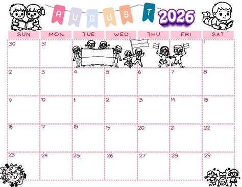 August 2026 Calendar Digital Printable By Educationalfinds Tpt