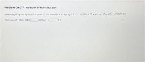 solved problem 09 017 addition of two sinusoids two