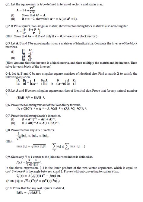 Solved Q Let The Square Matrix A Be Defined In Terms Of Chegg